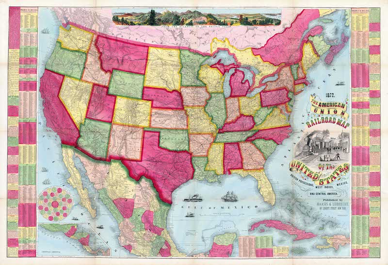 HISTORICAL AMERICAN UNION RAILROAD MAP 1871 - POSTER - KRUGERS POSTERS ...