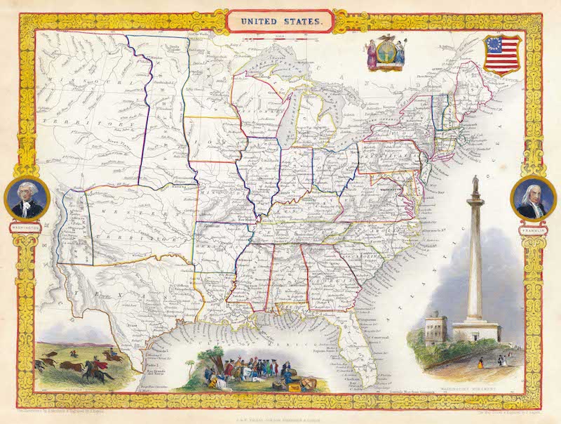 HISTORICAL 1851 TALLIS MAP OF THE UNITED STATES - POSTER - KRUGERS ...