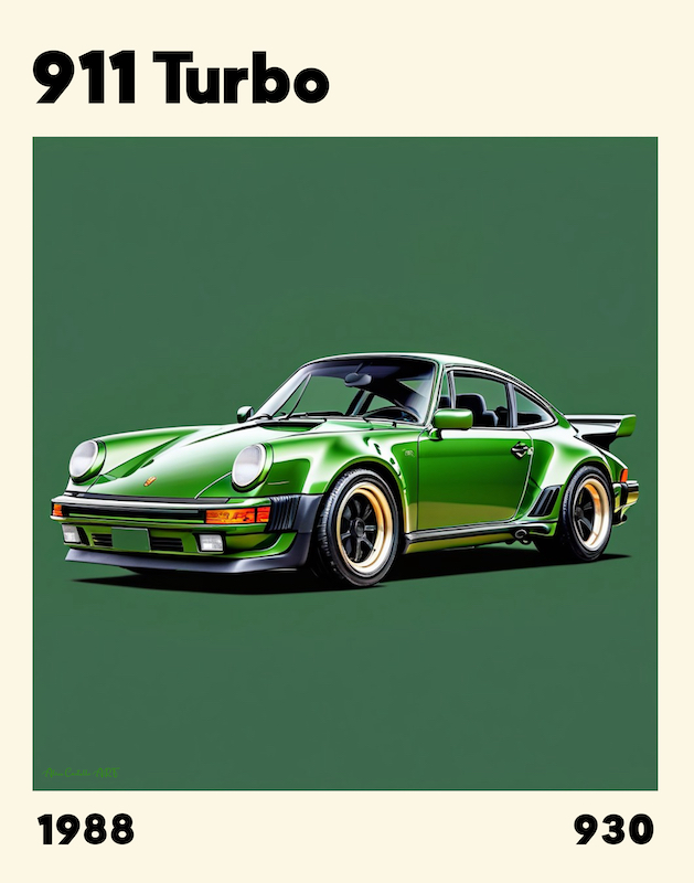 PORSCHE 911 TURBO 1988 930 - POSTER - by Alice Castello - KRUGERS ...