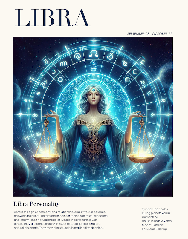 LIBRA ZODIAC - POSTER - CASSOLINO - KRUGERS POSTERS - THE MOST POPULAR ...